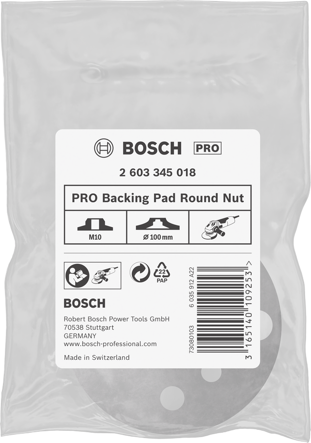 PRO Backing Pad Round Nut, M10 - Bosch Professional
