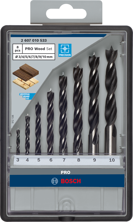 PRO Wood Brad Point Drill Bit Set - Bosch Professional