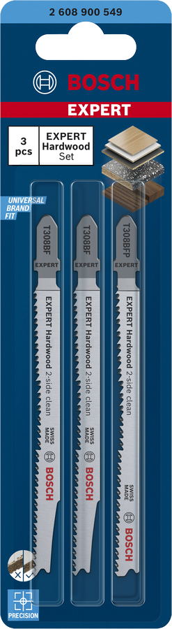 EXPERT Hardwood 2-side clean Jigsaw Blade Set - Bosch Professional